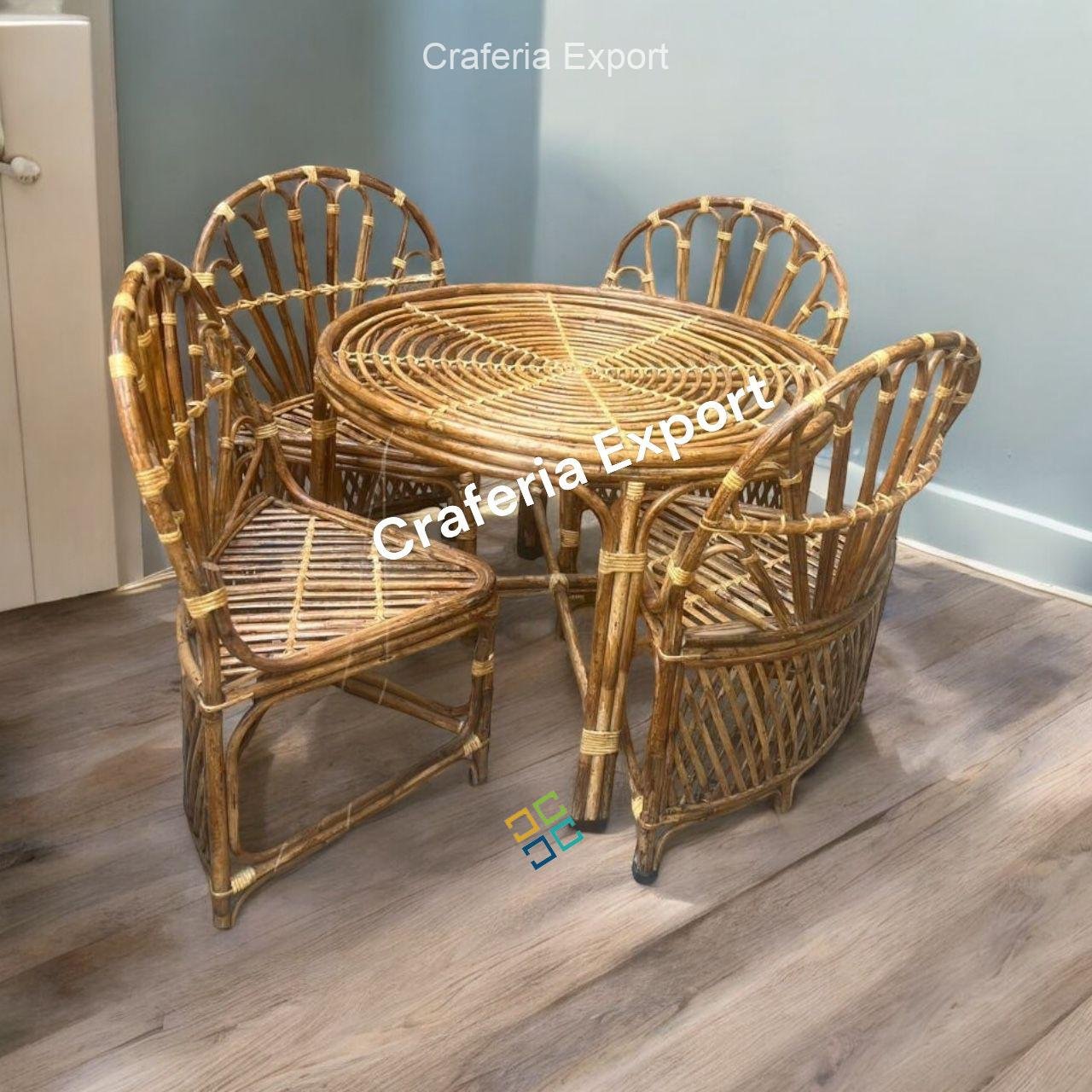 Buy Cane Dining Table with Chair Set 4 Seater dining set- Craferia