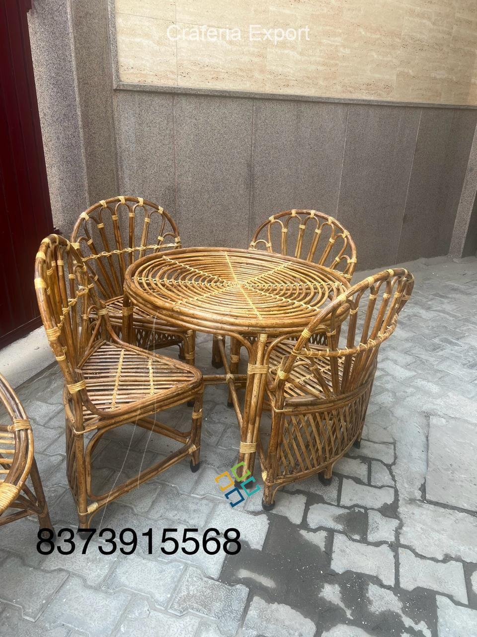 Buy Cane Dining Table with Chair Set 4 Seater dining set- Craferia
