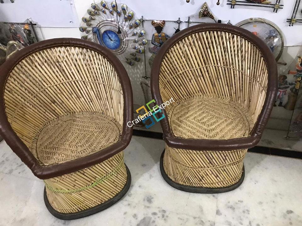 Handcrafted Extra-large Mudha chairs with table (set of 3) - Indian ...