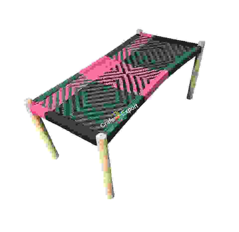 Buy wooden cotton rope bench | small cot charpai - Craferia