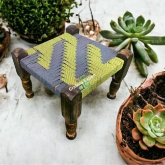 Buy handwoven wood pidha stool online -Crafreia Export