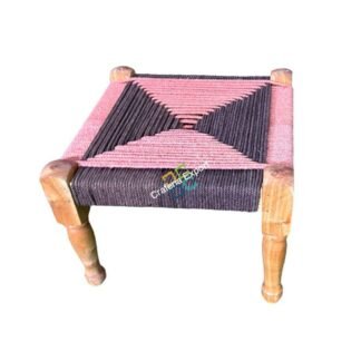 Buy handwoven wood pidha stool online -Crafreia Export